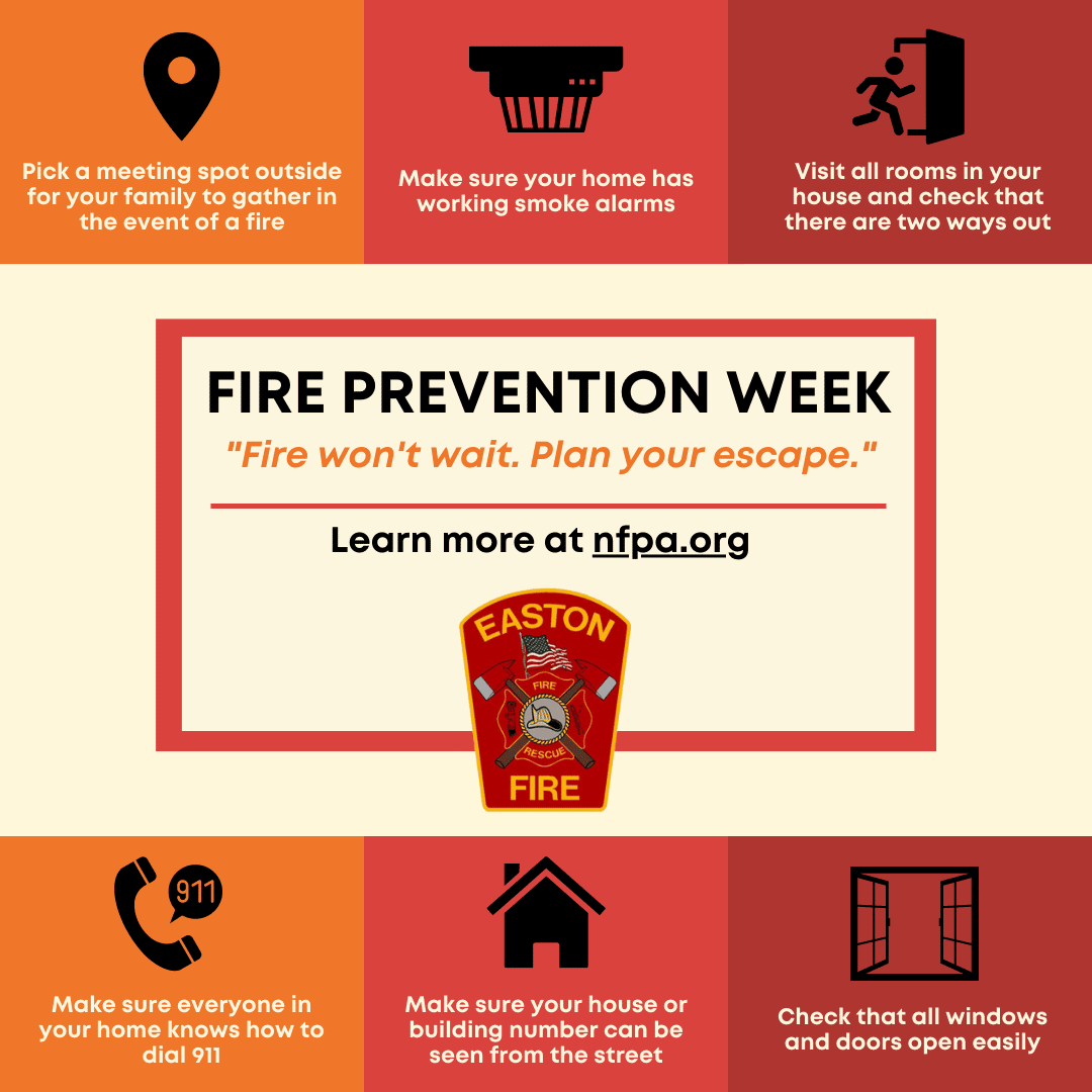 During Fire Prevention Week Easton Fire Urges Residents to Be Aware ...